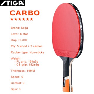 Original STIGA 6-Star Table Tennis Racket 5+2 Carbon Ping Pong Paddle ...