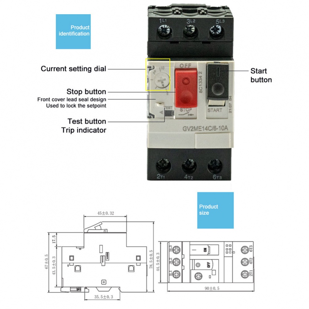 Motor Starter GV2ME Motor Protector Circuit Breaker Push Button 3P MPCB ...