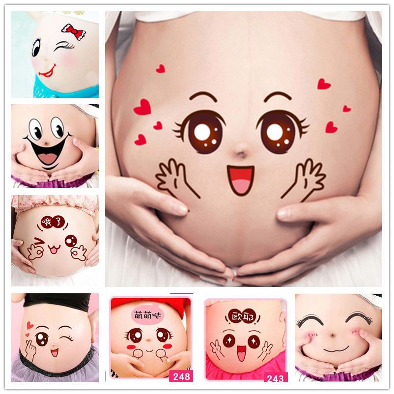 Pregnant Woman Photo Belly Sticker Painted Studio Big | Shopee Philippines