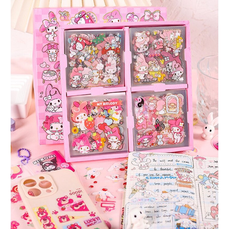 Sanrio Sticker Gift Box 100 Sheets Transparent Stickers DIY Notebook ...