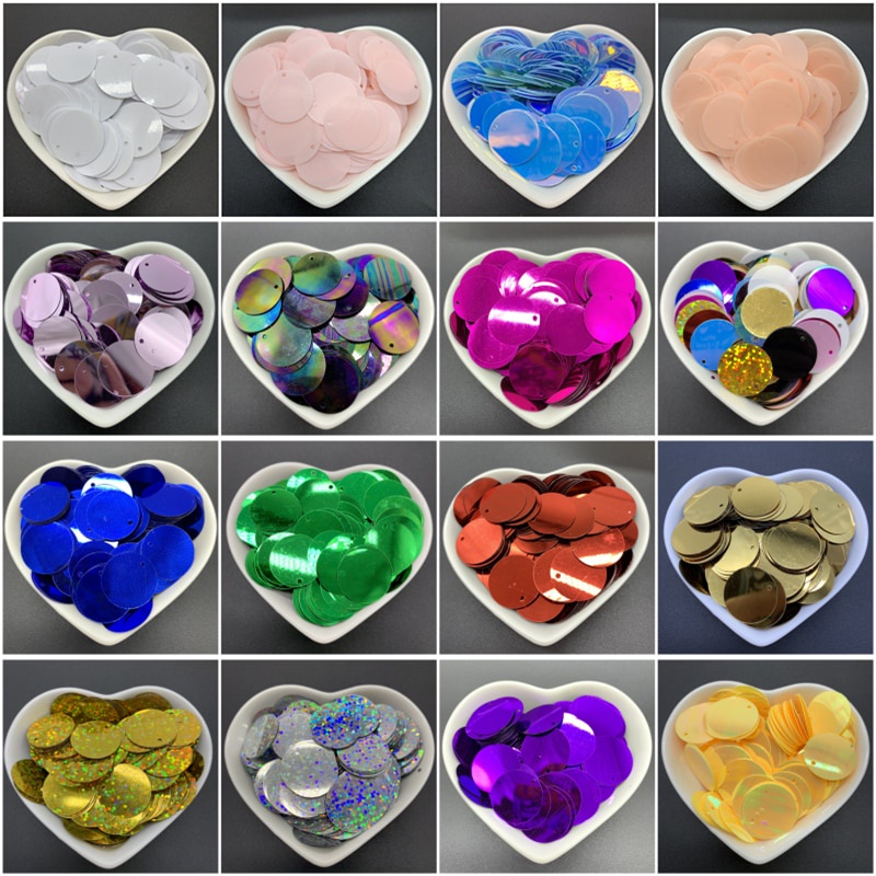 Diameter 20mm Flat Round Sequins With 1 Side Hole PVC Flat Round Loose ...