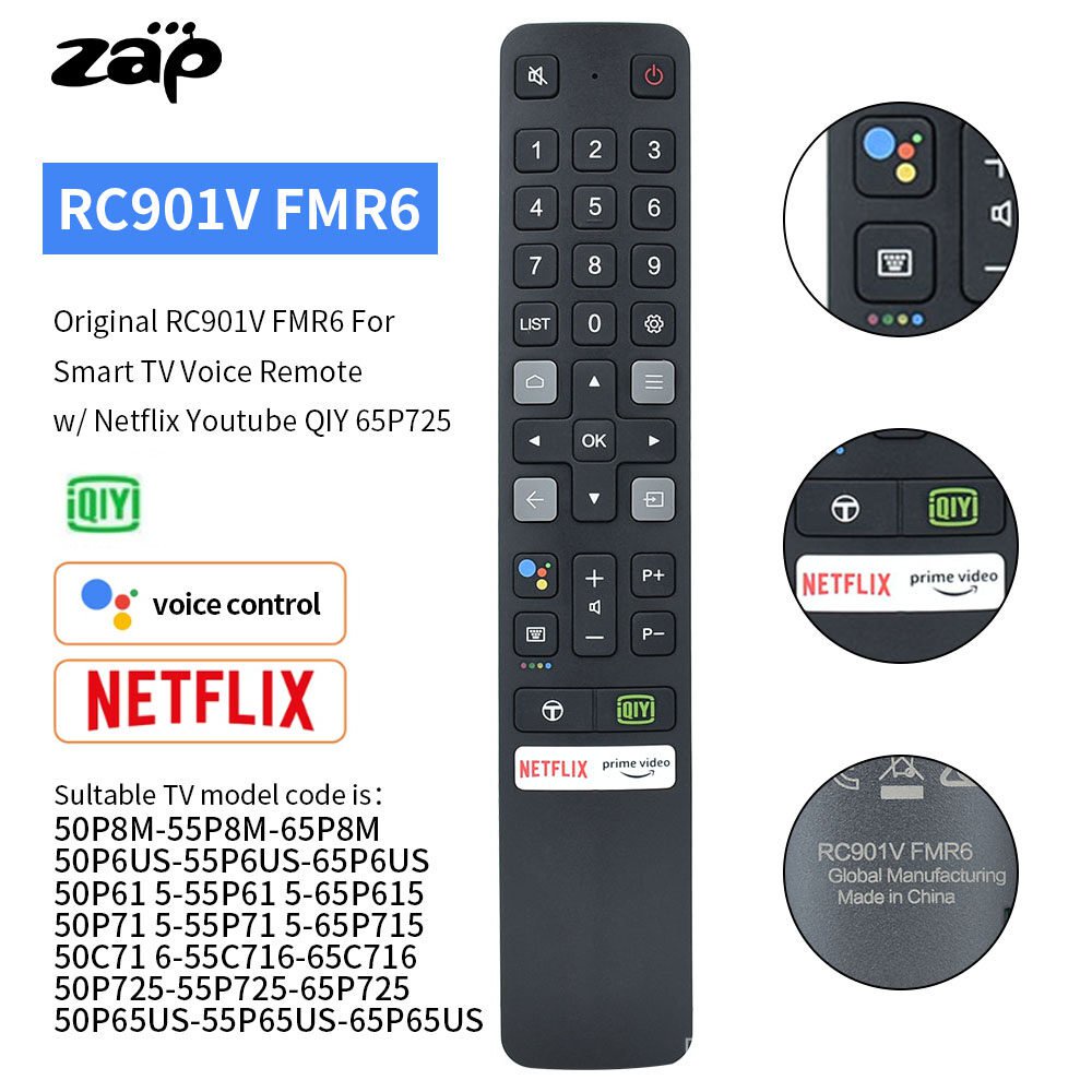 50P717 RC901V FMR6 Voice Remote Control Hands-Free TV for TCL 55-inch ...