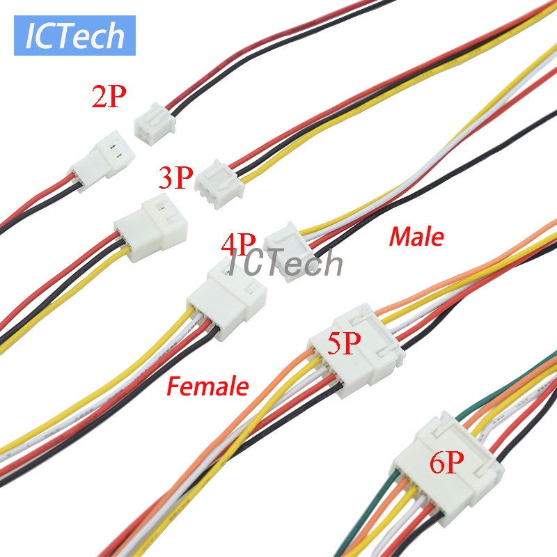 5Pair XH2.54 Wire 2Pin 3PIn 4Pin 5Pin 6Pin Cable 200MM Length 26AWG Connector XH Plug Male and ...