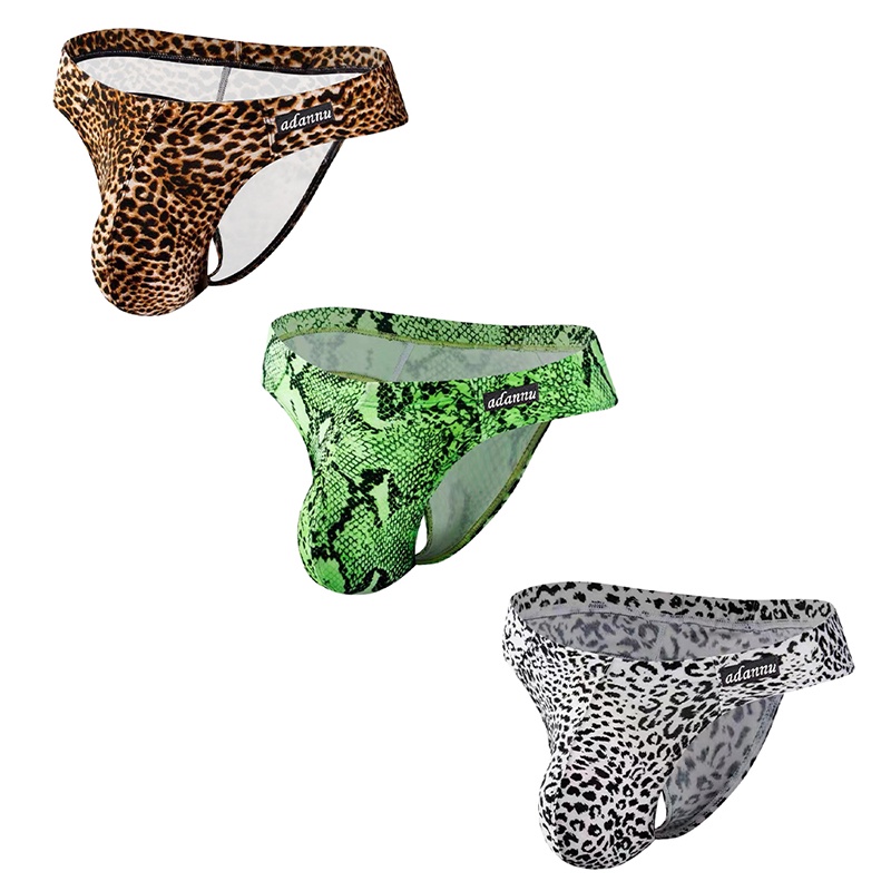 3Pcs/Lot Sexy Leopard Print Men Underwear Gay Mens Thong G String Low ...