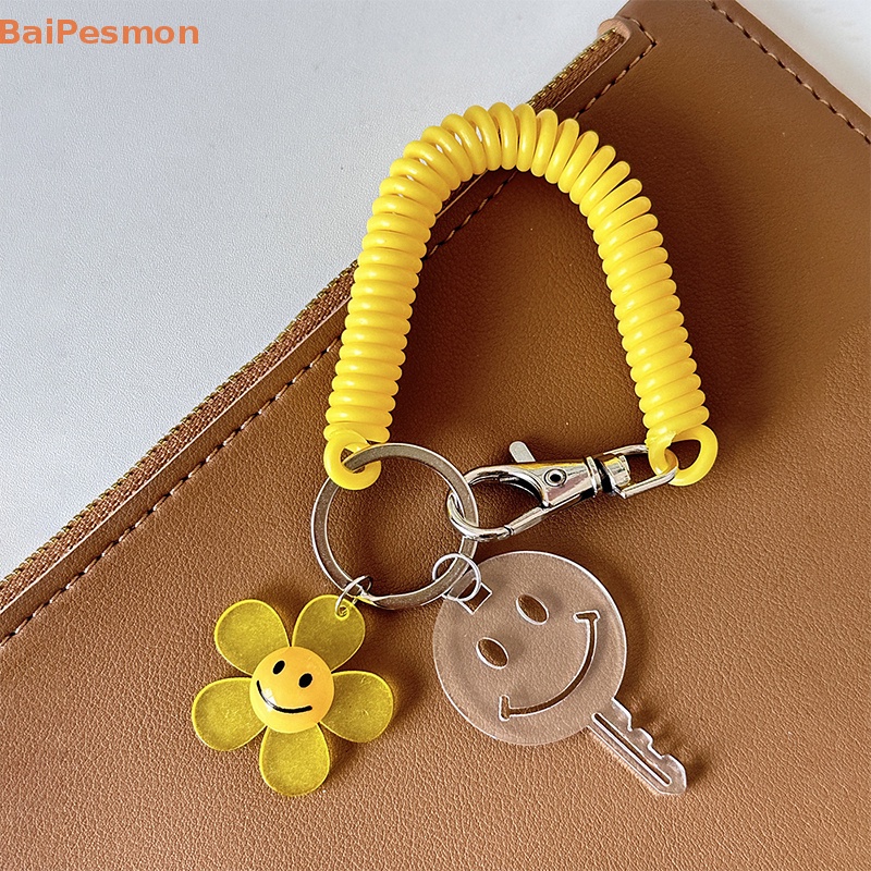 [BaiPesmon] Creative Acrylic Cute Sunflower Smiley Keychain Pendant ...