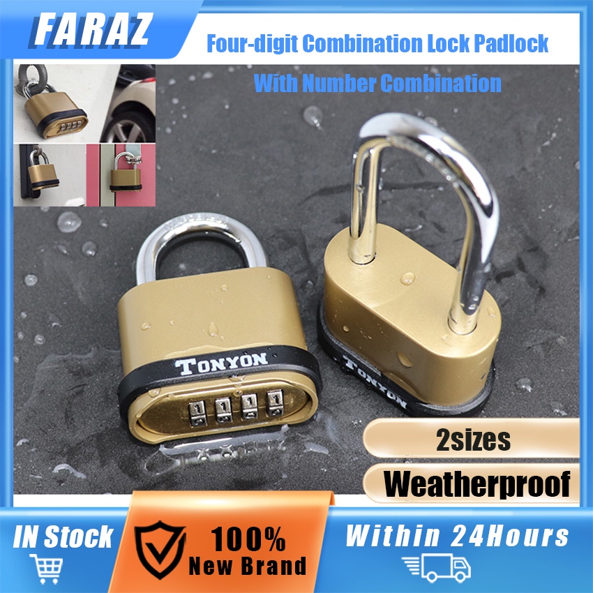 4-Digit Number Combination Padlock Waterproof Digital Password Code ...
