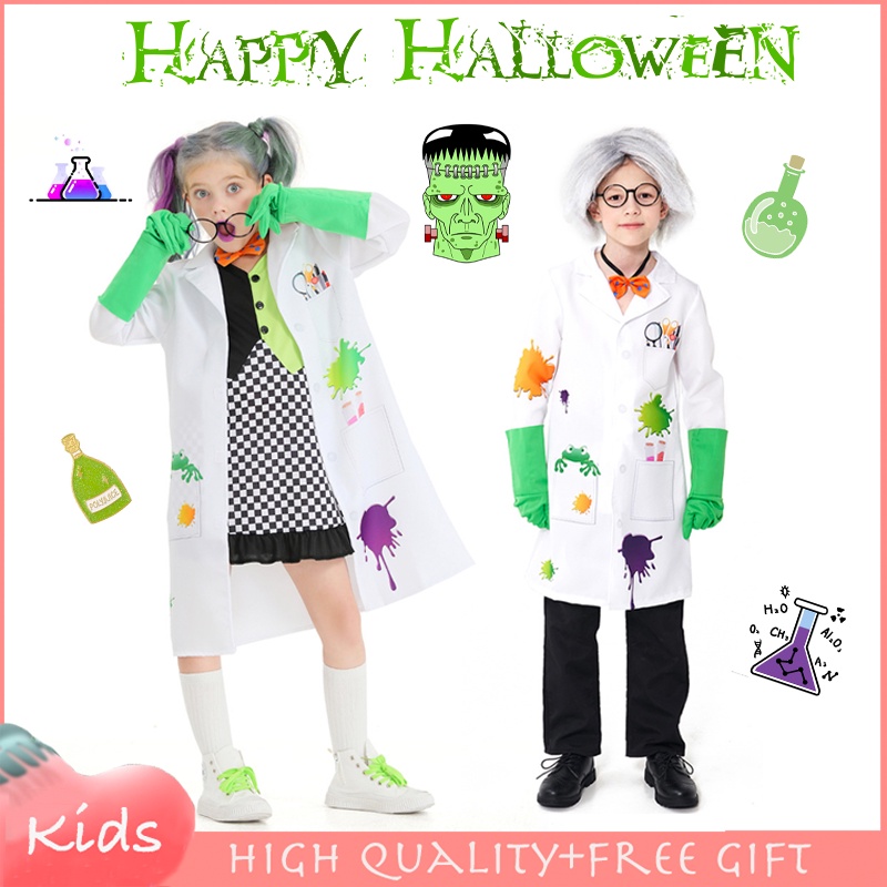 Halloween Mad Scientist Cosplay Costume Crazy Doctor Girls Boys Uniform ...