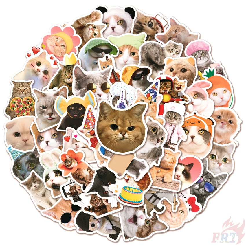 50Pcs/Set Funny Cats Cosplay Series 03 Stickers DIY Fashion Waterproof ...
