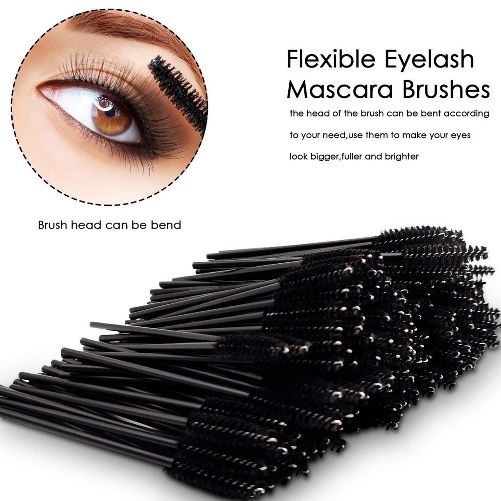50pcs Flexible Eyelash Mascara Brushes Black Disposable Eyelash Brush ...