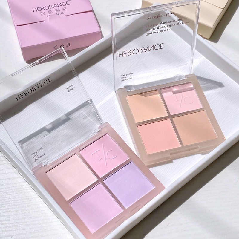 HERORANGE Four-color Blush Cheek Purple Cheek Blue Matte Nature ...