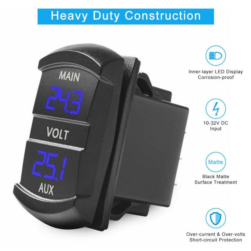 12V Volt meter Dual Battery Monitor LED Digital Car Boat Voltage Marine ...