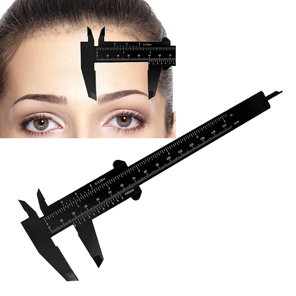 Portable 150MM Plastic Eyebrow Measuring Vernier Caliper Tattoo Caliper ...
