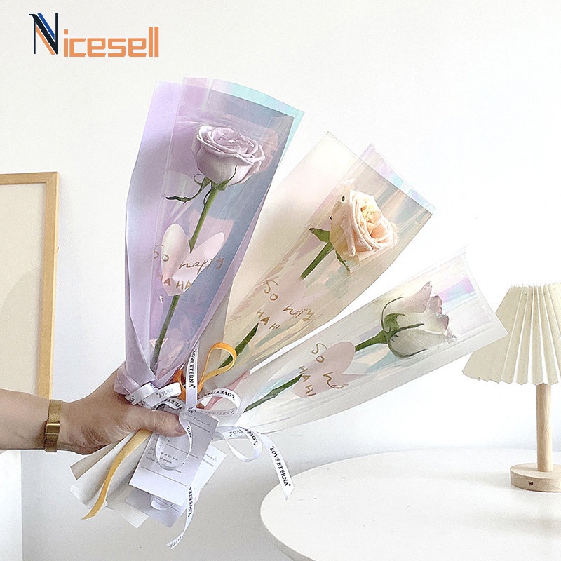 Flower Bouquet Packaging Bags Korean Style Florist Wrapping Plastic Bag ...