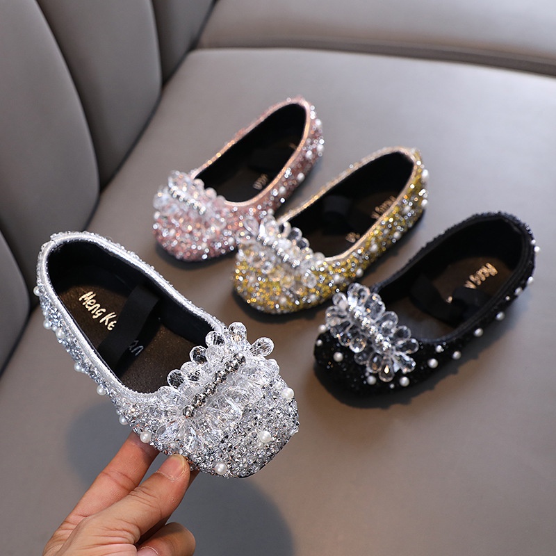 Elegant Ladylike Baby Girls Princess Flat Shoes for Wedding Bling Bling ...