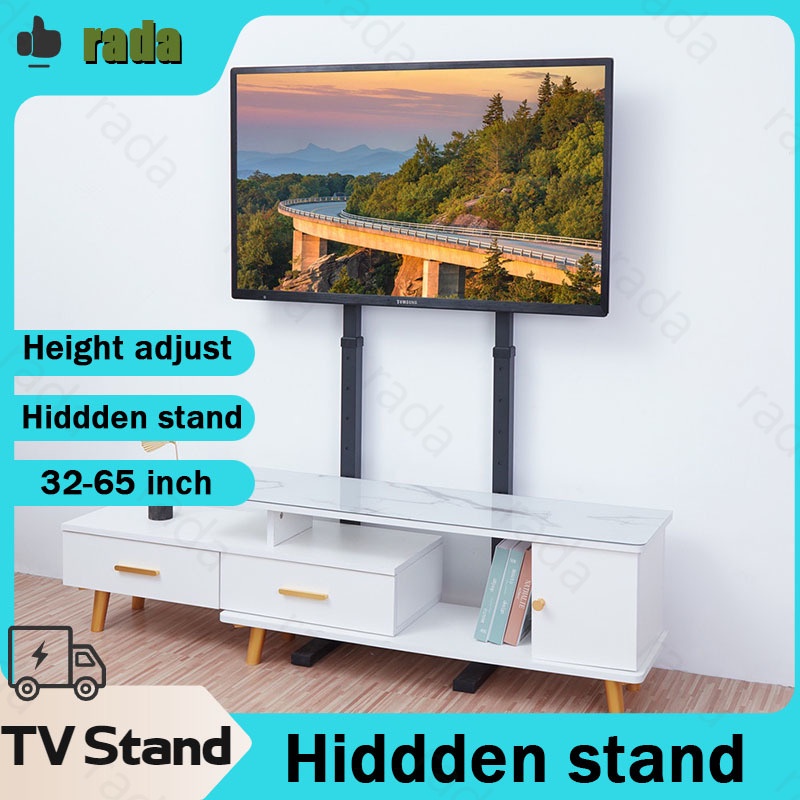 Universal 32-65 Inch Floor Standing TV Stand Hidden Adjustable Height Heavy Duty TV Monitor ...