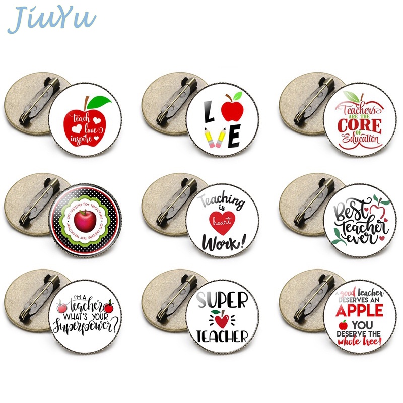 Teacher's Day Gifts Super Teacher Enamel Brooches Cartoon Red Apple Pin ...