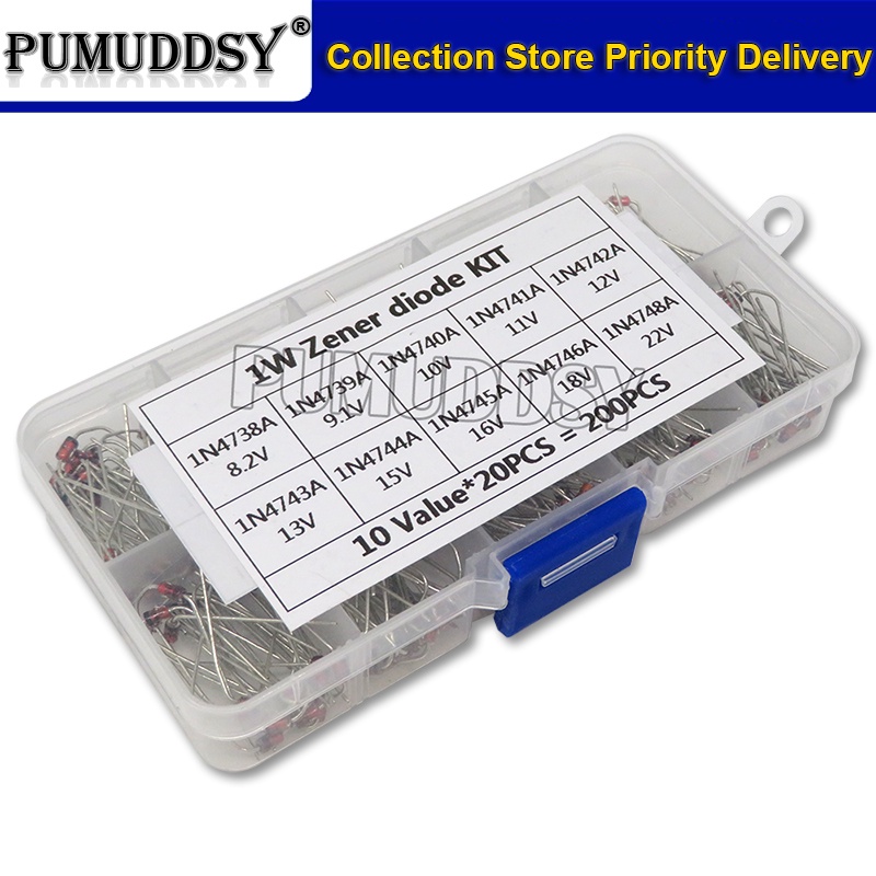 10Values*20PCS 200PCS/LOT With Box Zener Diode Assortment Diy Kit Electronic Set Pack 3.3V 3.6V ...