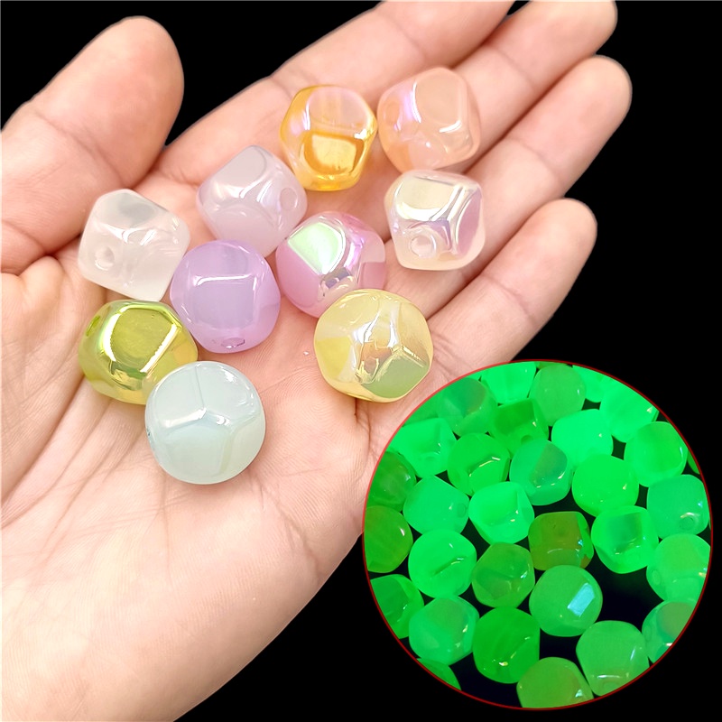 10Pcs Jelly Color Multi Faceted Shaped Beads Fashion 18mm Luminous ...