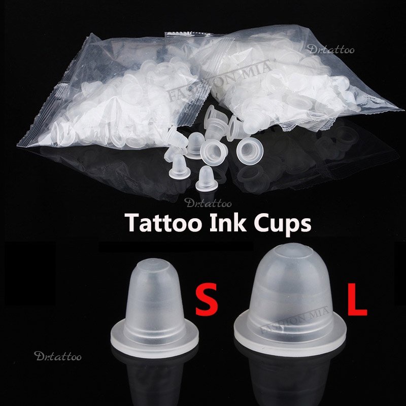 500/100Pcs Tattoo Ink Cups Disposable Silicone Pigment Caps Permanent ...