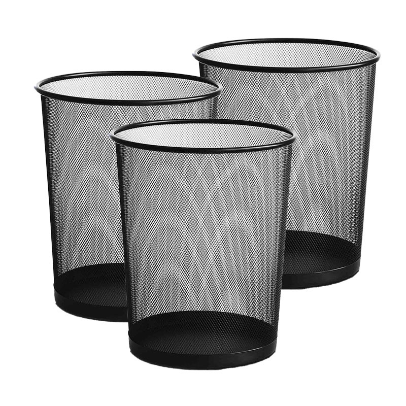 Round Metal Mesh Trash Can Bedroom Hotel Office Coffee Table Trash Can ...