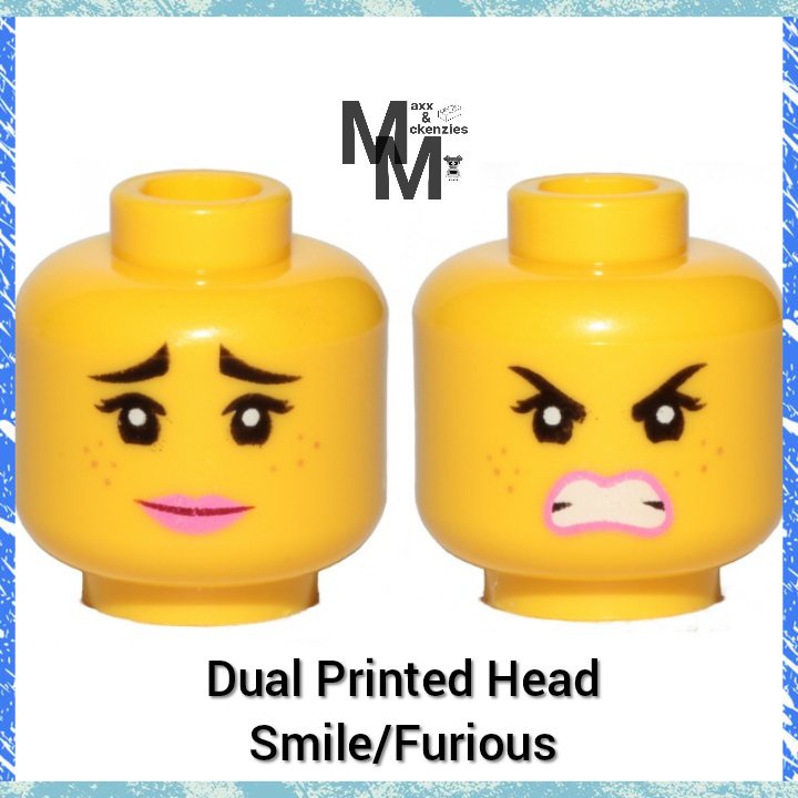 Head Dual Sided Female Pink Lips, Smile / Furious (Lucy Wyldstyle) LEGO ...