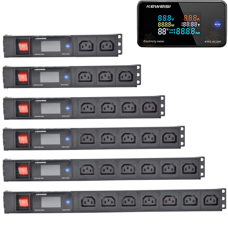 Multifunctional digital display meter PDU expansion C13 socket distribution unit, C14 power ...