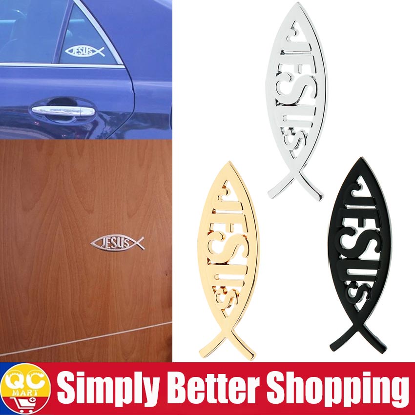 New 3D Fish Symbol Logo Car Emblem Badge Sticker Universal Christian ...