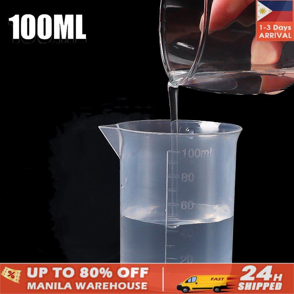 100ML Scaled Measuring Cups Plastic Capacity Cup Liquid Container ...