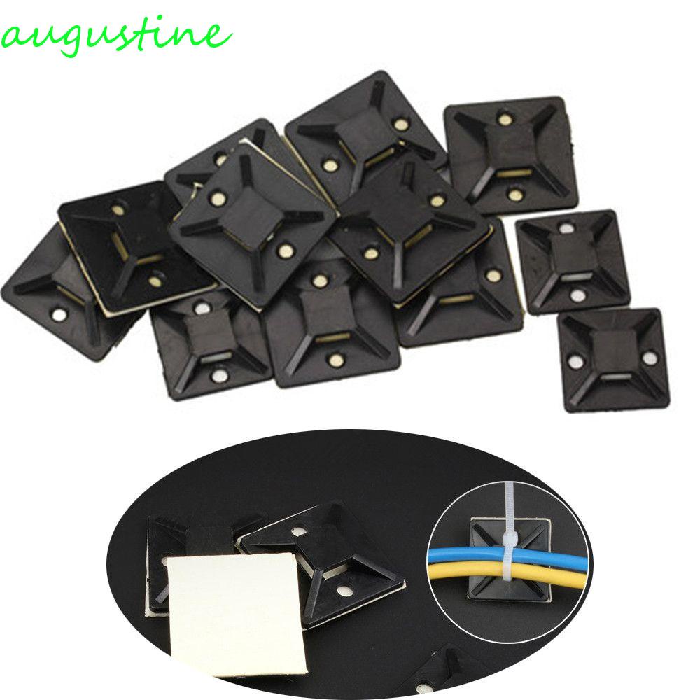 AUGUSTINE Zip Tie Base 100pcs Black Car Mount Wall Holder Self Adhesive ...