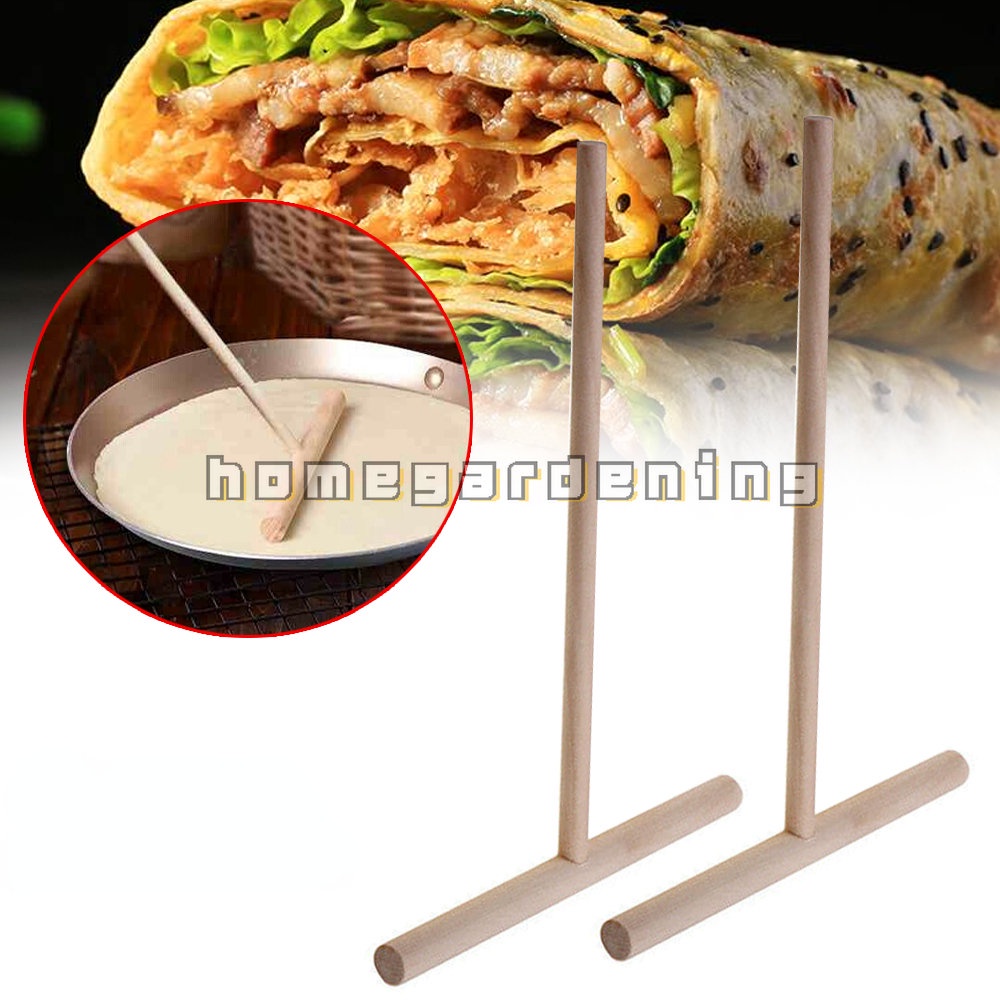 Wooden Rake Round Batter Pancake Crepe Spreader Home Kitchen Tool DIY ...