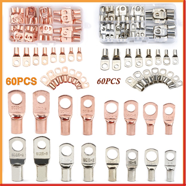 HOG 60 Pcs Copper Tube Terminal Set SC25 SC16 SC10 SC6 Series Copper ...