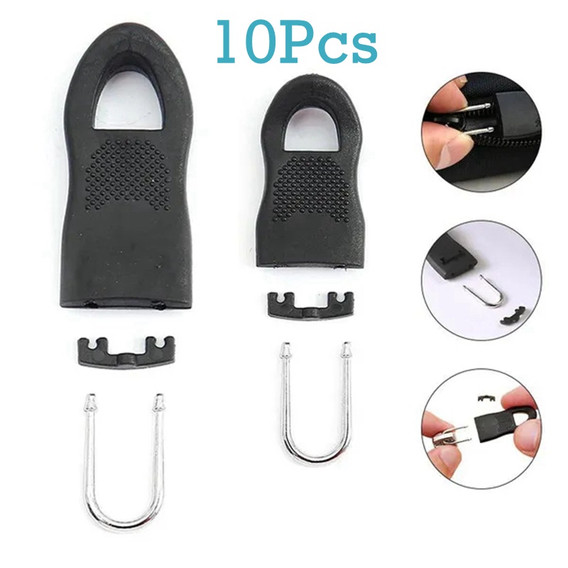 10 Pcs Replacement Zipper Pull Puller End Fit Rope Tag Clothing Zip ...