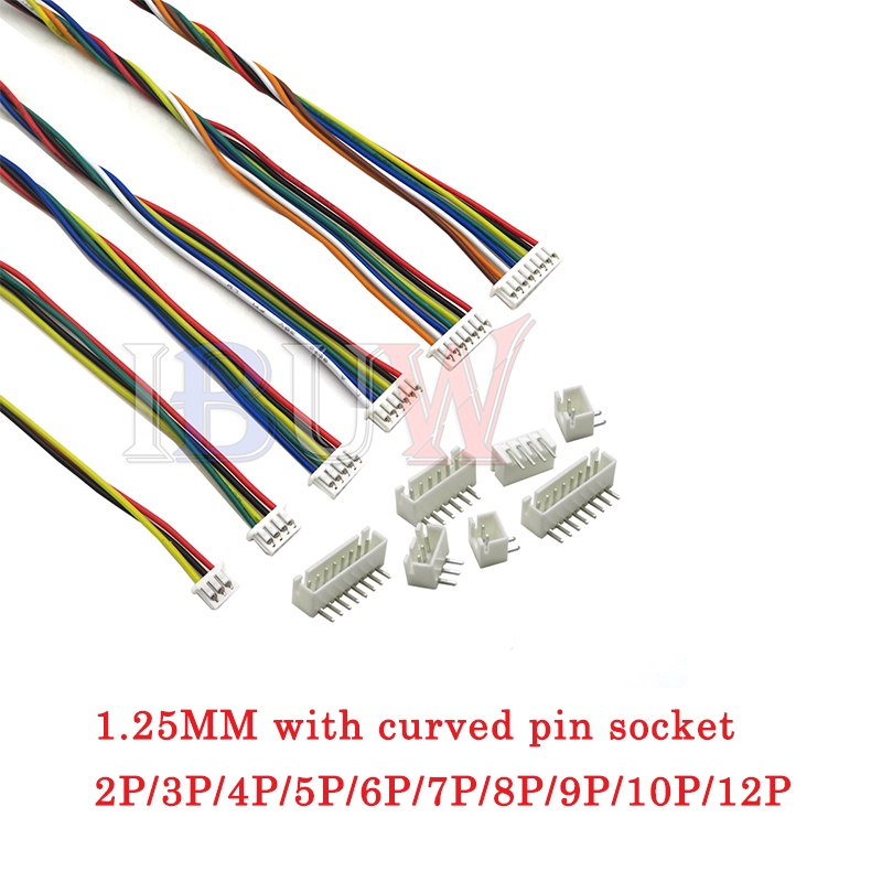 5PCS 1.25MM 10CM 15CM 20CM 30CM with curved pin socket, electronic wire ...