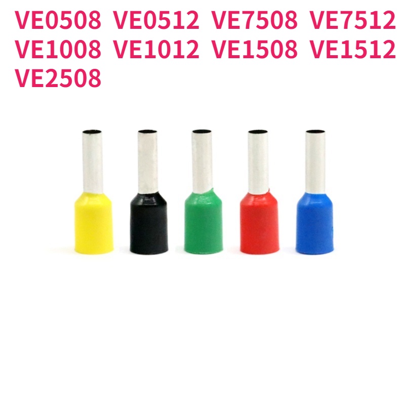 100pcs VE Tube Insulated Ferrules Terminal Block Cord End Wire Connector Electrical Crimp ...