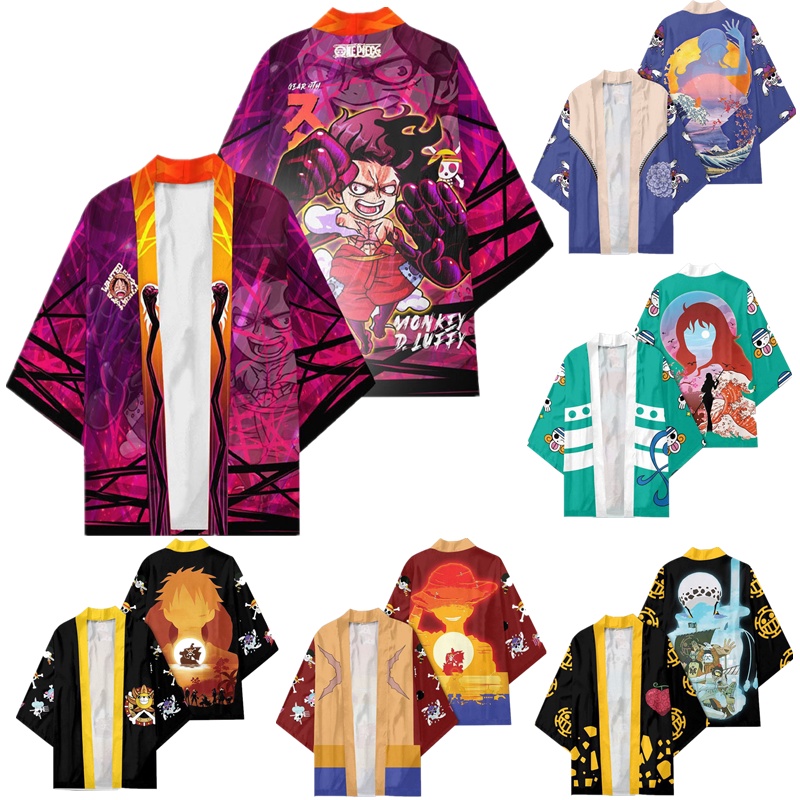 Monkey D Luffy Fashion Anime One piece Beach Yukata Japanese Cardigan ...