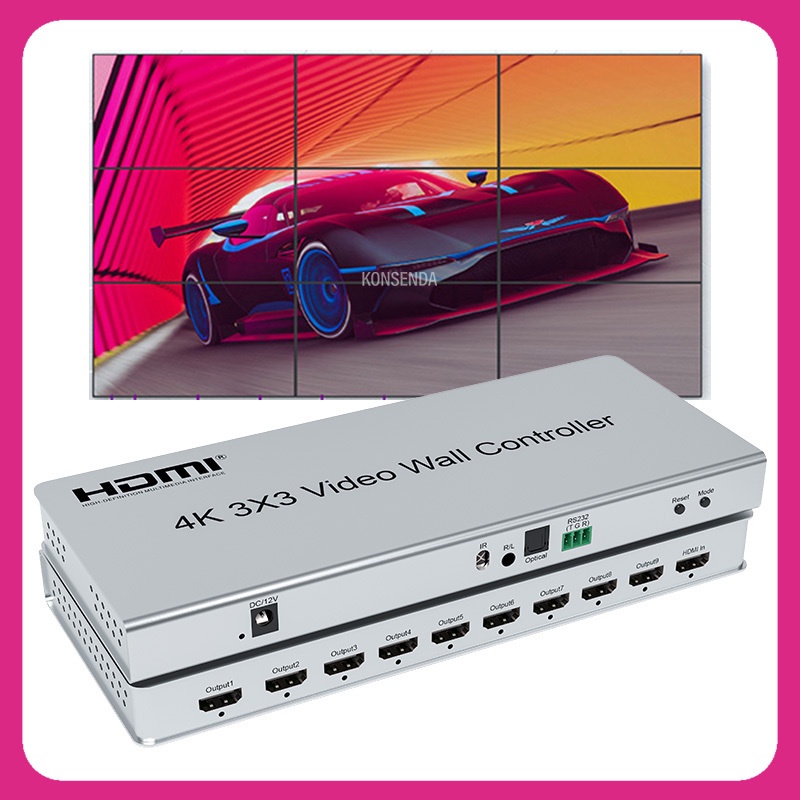 4K 3x3 Video Wall Controller 1x3 1x4 2x3 2x4 3x4 4x4 4x2 HDMI TV Video ...