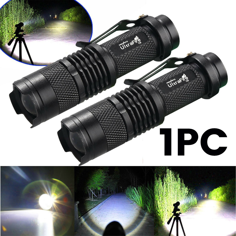 50000LM Battery Powered LED Flashlight Mini Pocket Aluminum Alloy ...