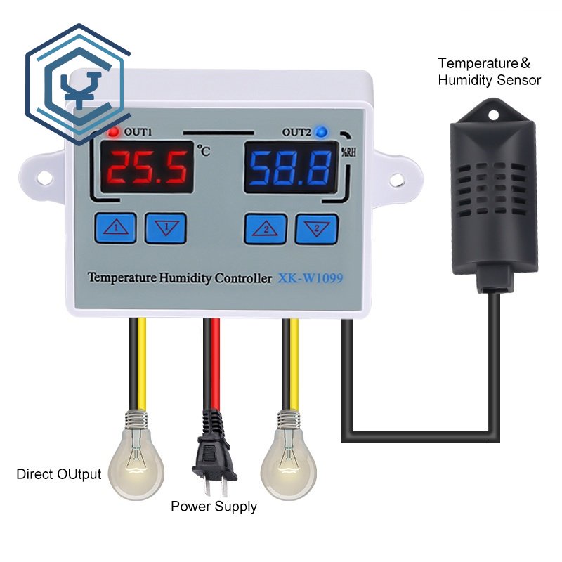 XK-W1099 Dual Digital Thermostat Humidistat Egg Incubator Temperature ...