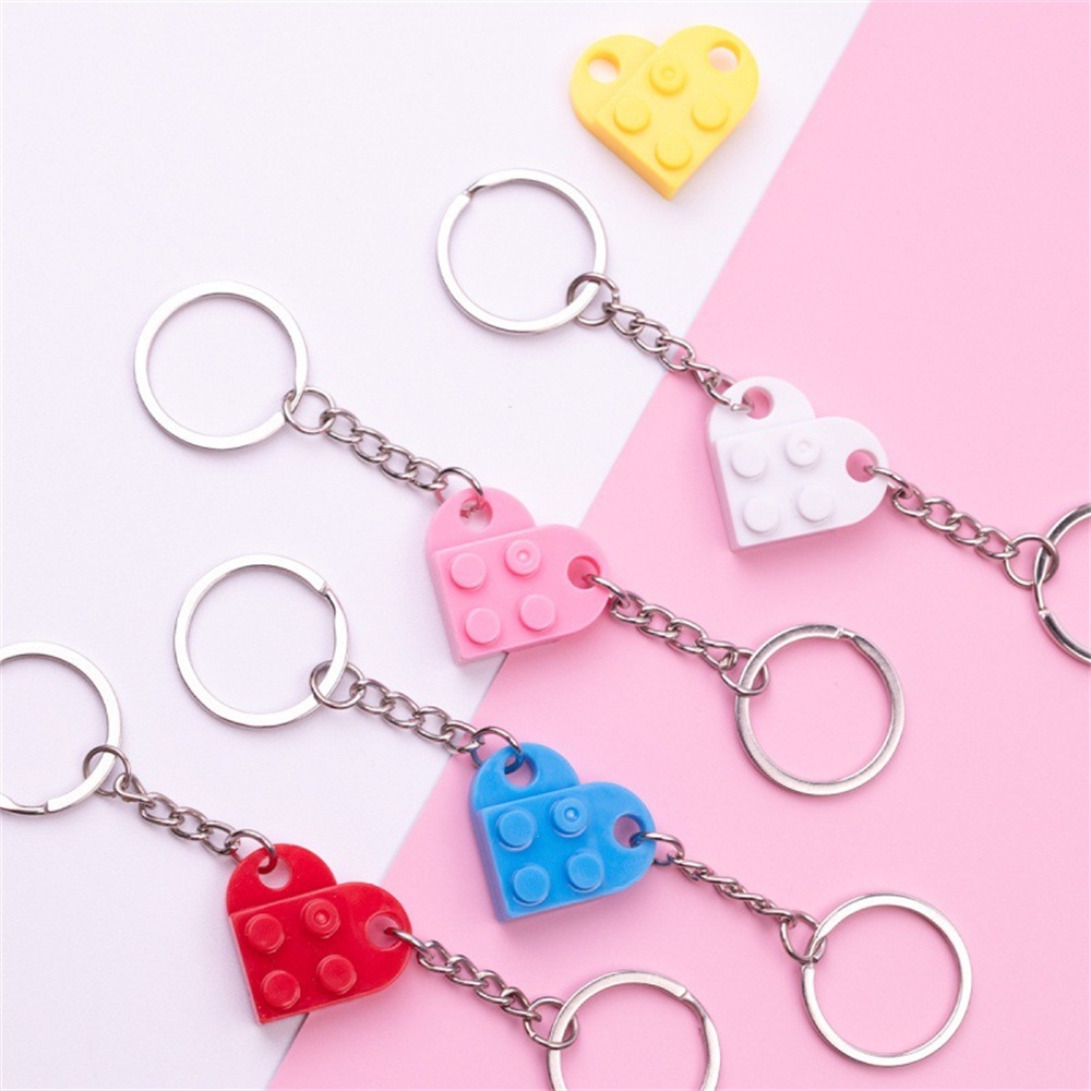 Fashion Heart Keychain Creative Matching Building Blocks Key Chains ...