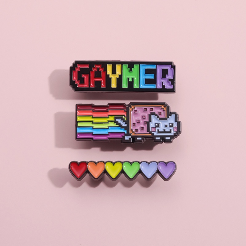 Pride Rainbow Gaymer Enamel Pin Cartoon Gaymer Brooch Lapel Pins Badges ...
