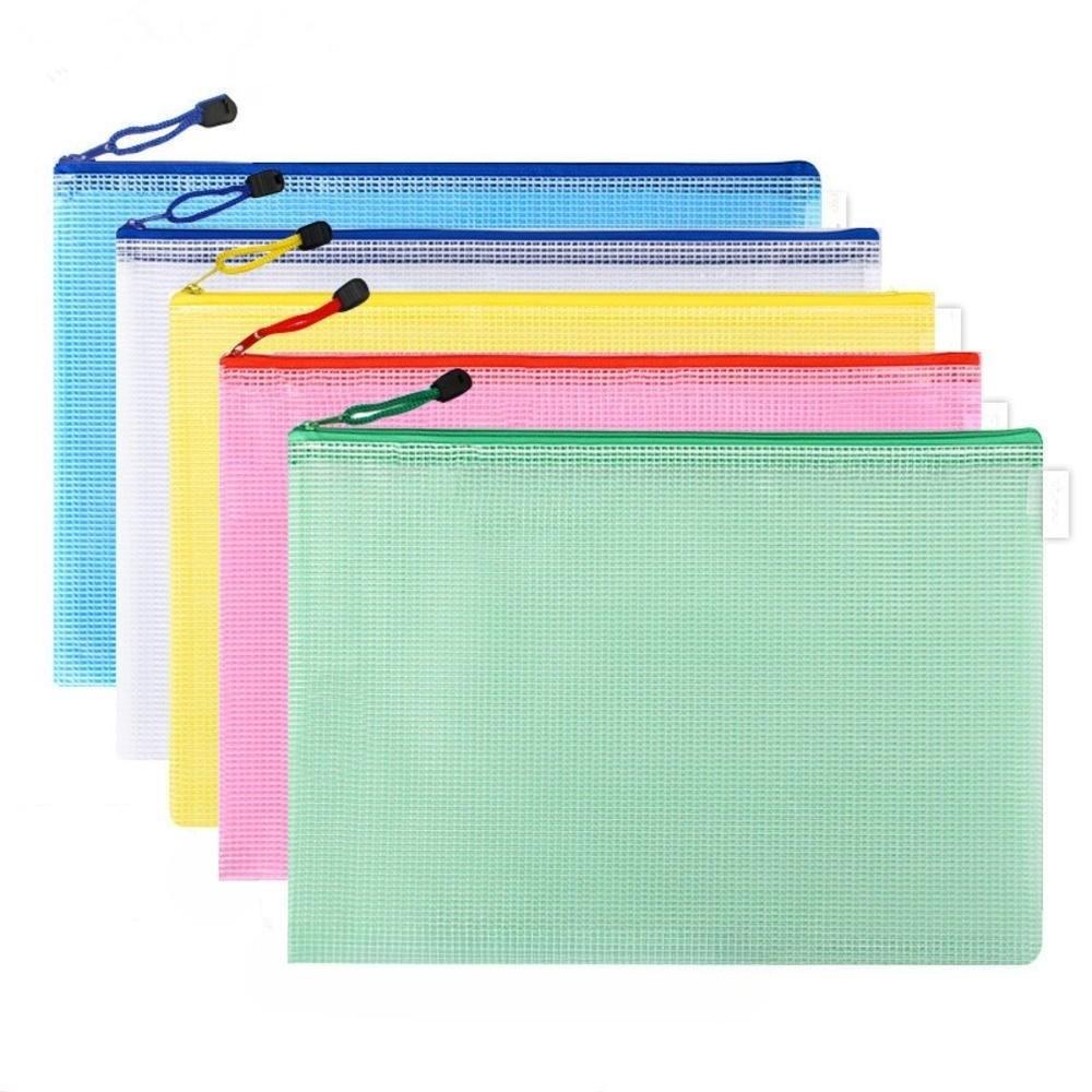 A4 Waterproof Zip File Folders Mesh Zipper Pouch Document Bag School ...