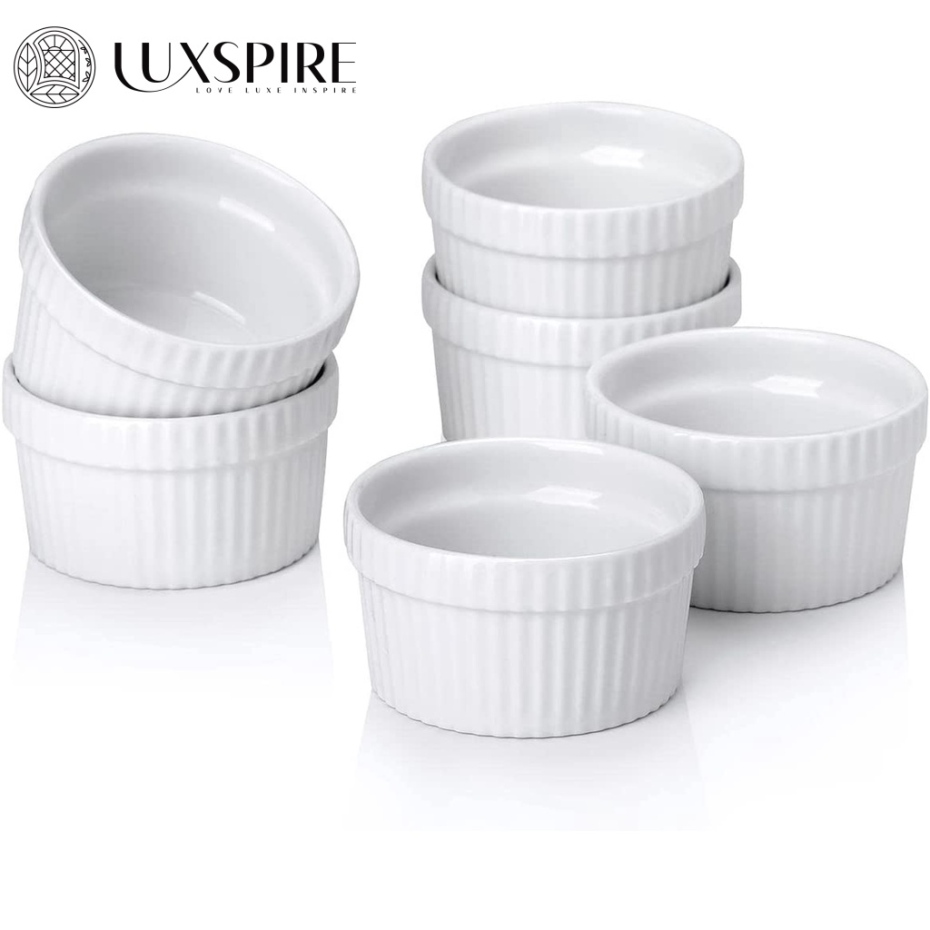 Luxpire [6 packs] Mini Ramekins 1.5 oz, Porcelain Dipping Sauce Cups ...
