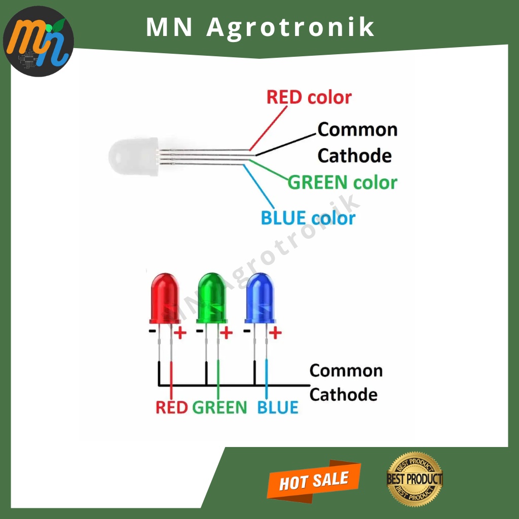Led RGB RED GREEN BLUE 4P 4 PIN 5MM CLEAR COMMON CATHODE | Shopee ...