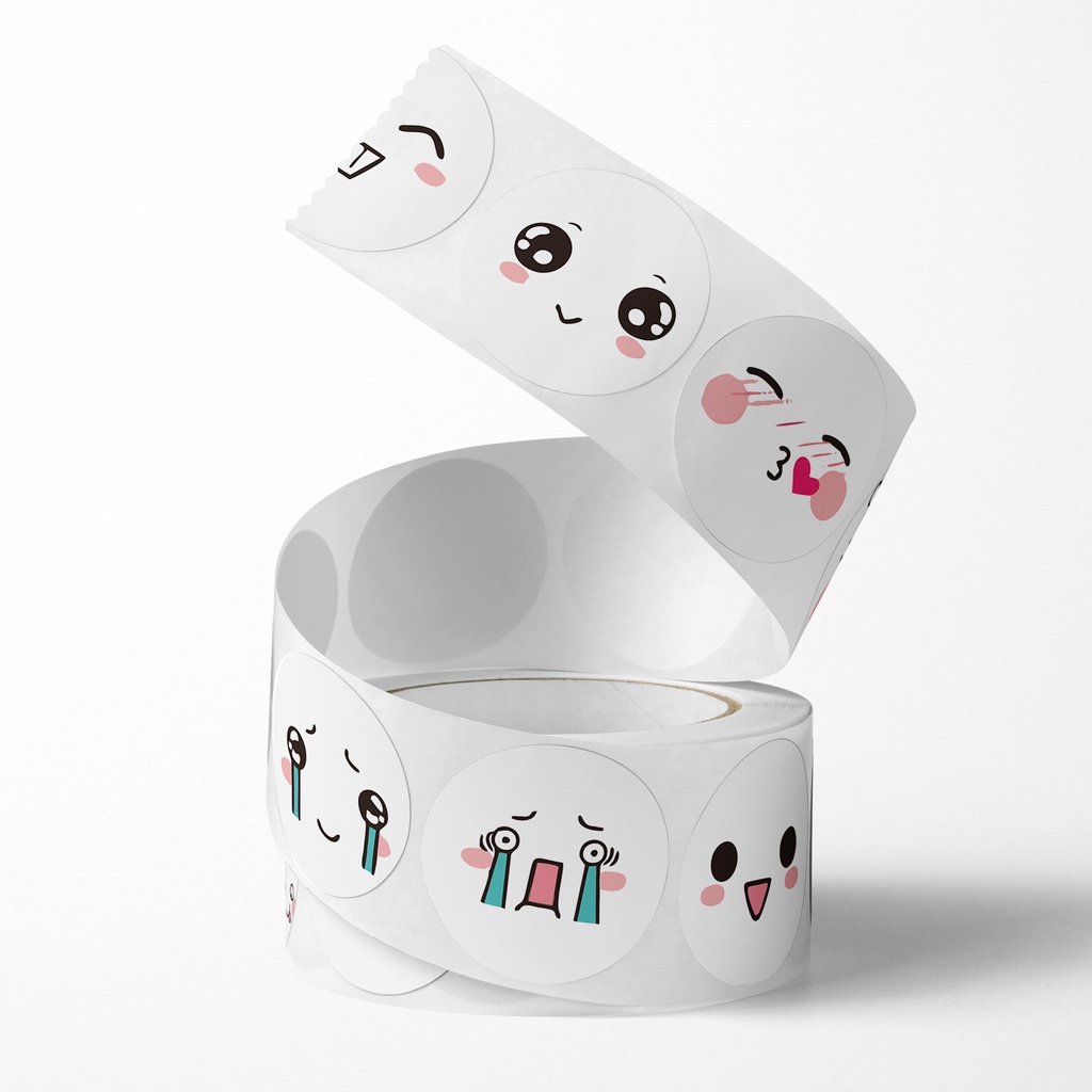 500/Roll Cute and Funny 8 Types of Emoticons, Smiling Face Stickers ...