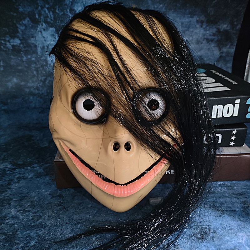 Halloween Carnaval Party Props Horror With Long Hair MOMO Mask cosplay ...