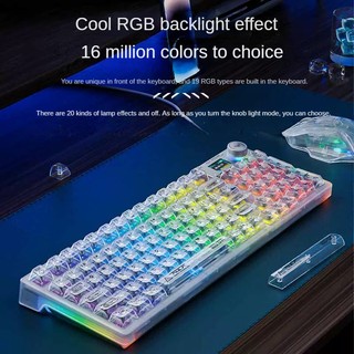 Ready stock Aula F98pro three-mode transparent RGB mechanical keyboard ...