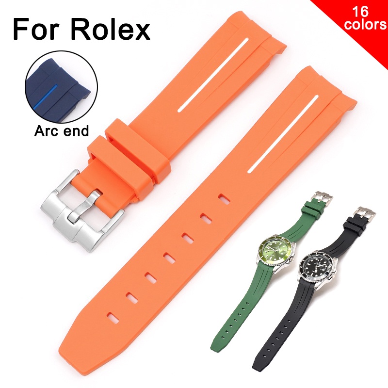 Curve End Silicone Watch Band for Rolex Water Ghost 20mm 21mm 22mm ...