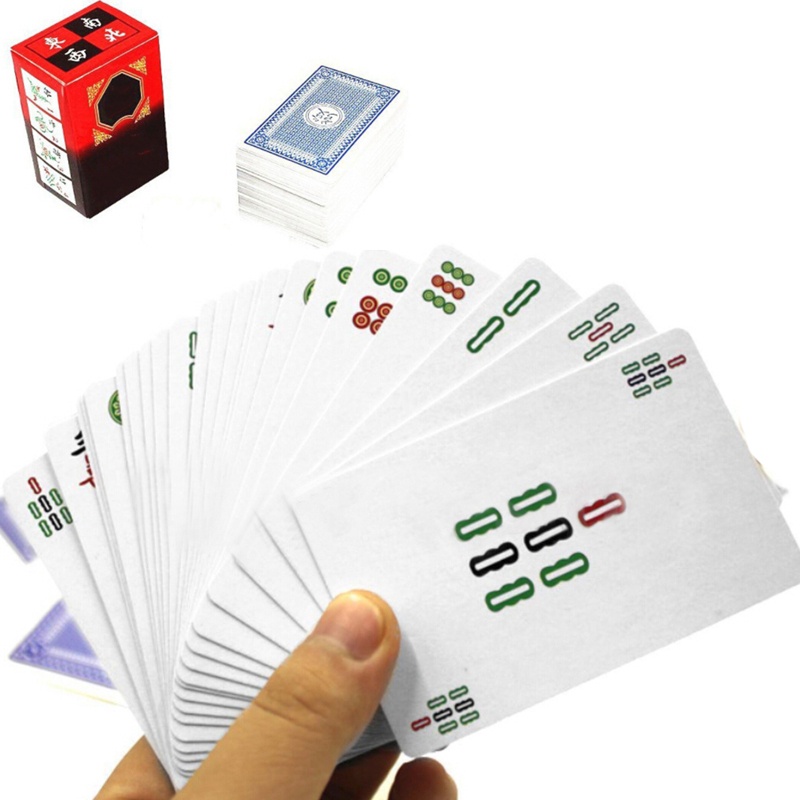 1 Box 144 Paper MahJong Chinese Playing Cards Set Portable Paper Card ...