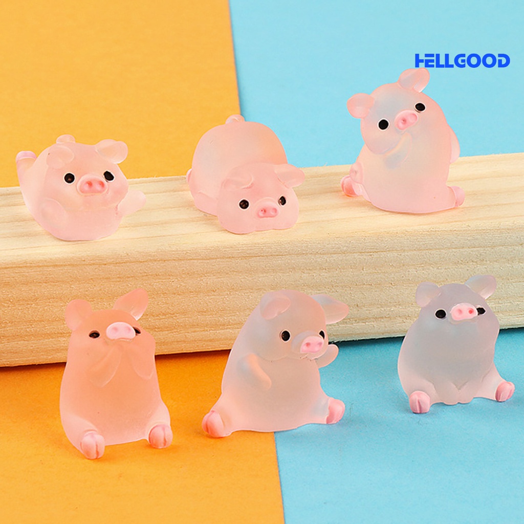 [HLL] 6Pcs/Set Pig Figurines Vivid Multi Shapes Handmade Realistic Pink ...
