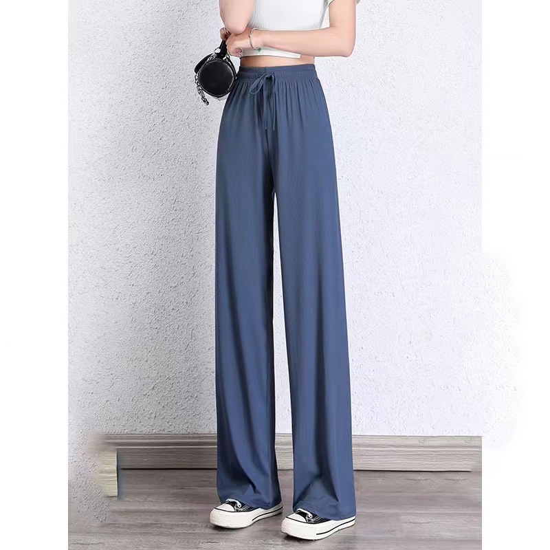 Vivian Square Pants Ice Silk Wide Leg Pants Womens Korean Style Cotton ...
